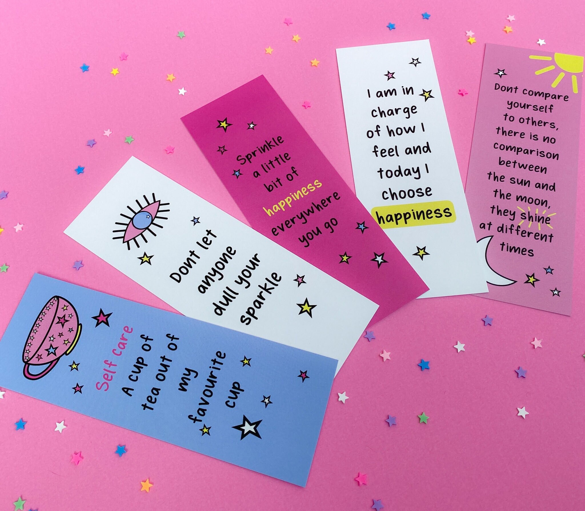 Pack of 5 Positive Bookmarks Cute Bookmark Affirmation - Etsy UK