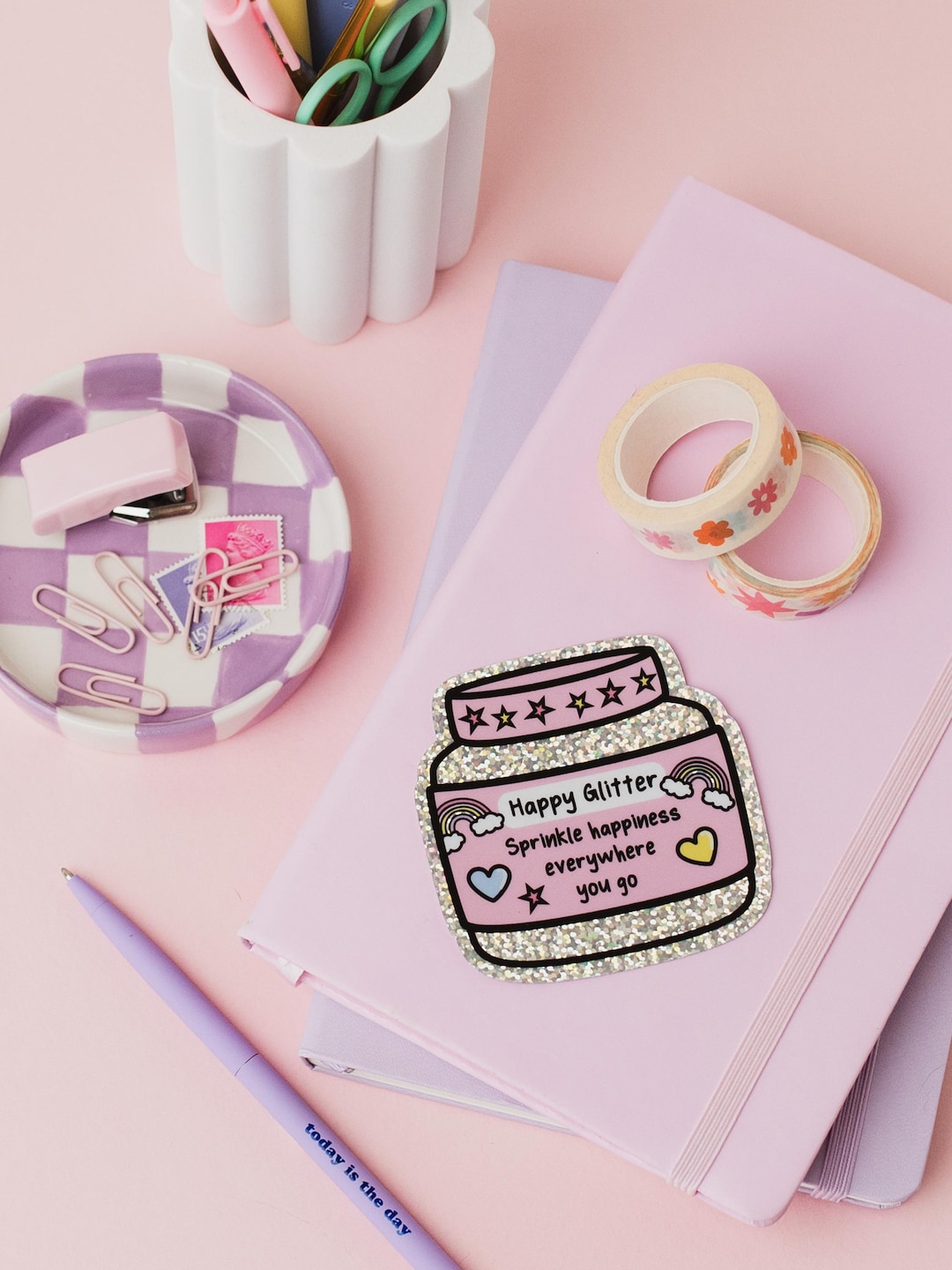 Happy Glitter Vinyl Glitter Sticker | Positive Affirmation - Etsy