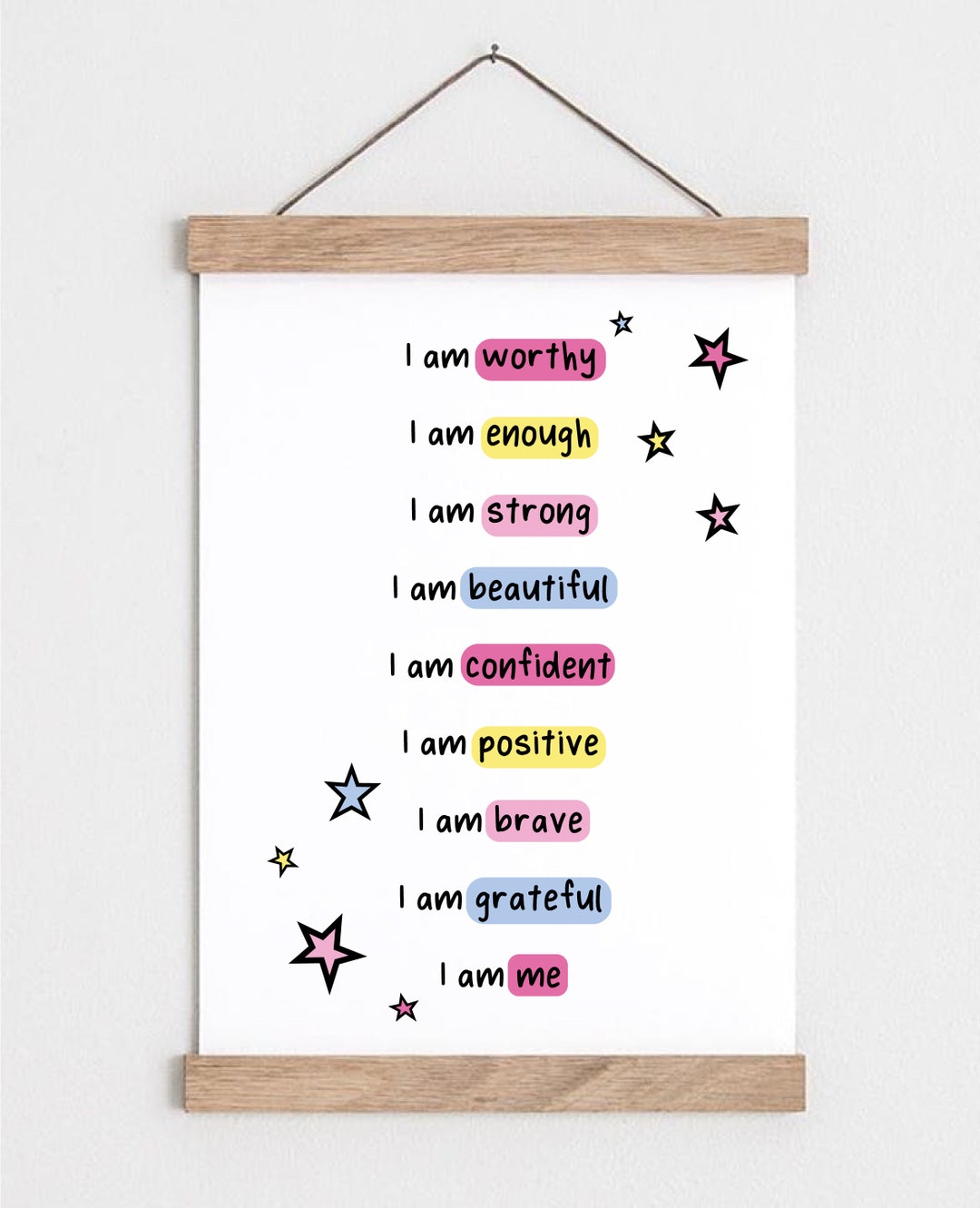 Positive Affirmations Print / Girls A4 Wall Art / Inspirational Quotes ...
