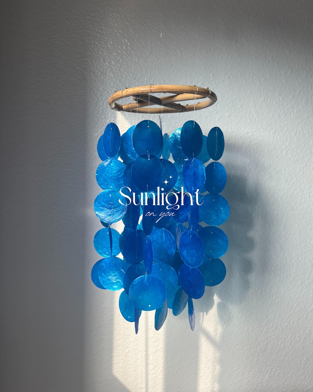 Handmade Ocean Blue Capiz Shell Wind Chime | Coastal Home Decor - Etsy