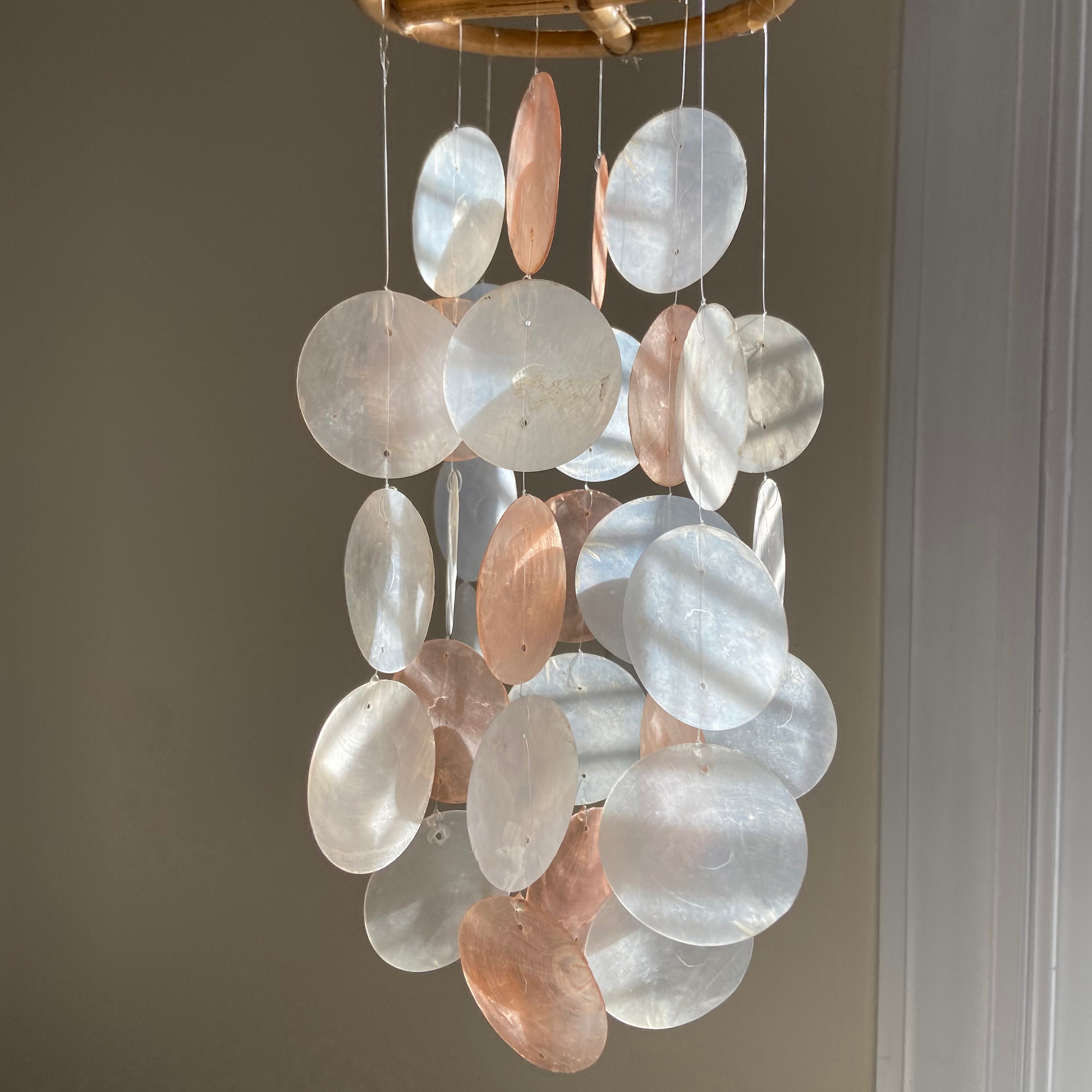 Peach Capiz Shell Wind Chime Capiz Shell Chime Capiz Shell | Etsy