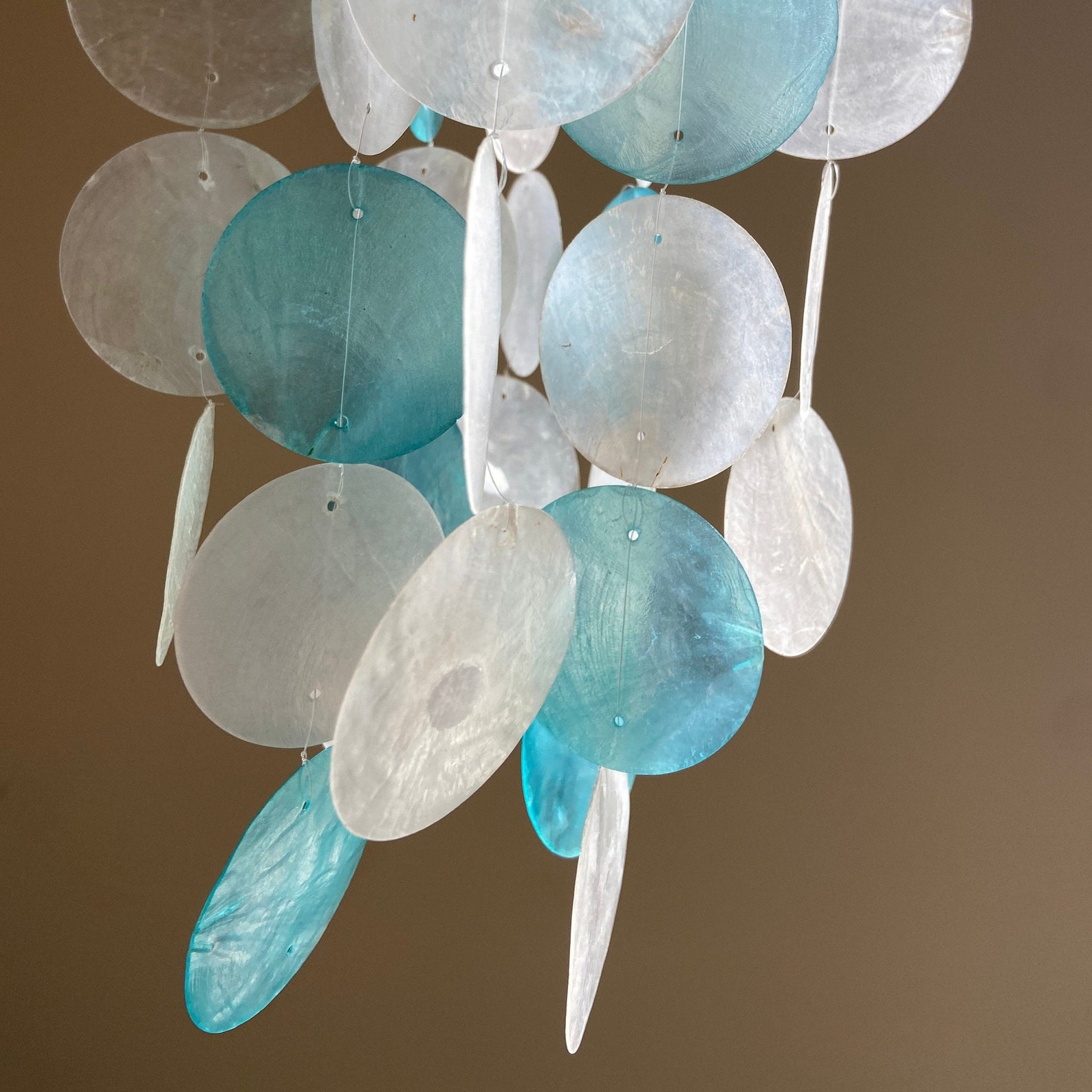 Sky Blue Capiz Shell Wind Chime Blue Water Sound Home Decor - Etsy