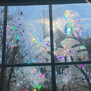 Large Rainbow Suncatcher Sticker | 6 Pieces Leaf Suncatcher, 7.5 ...