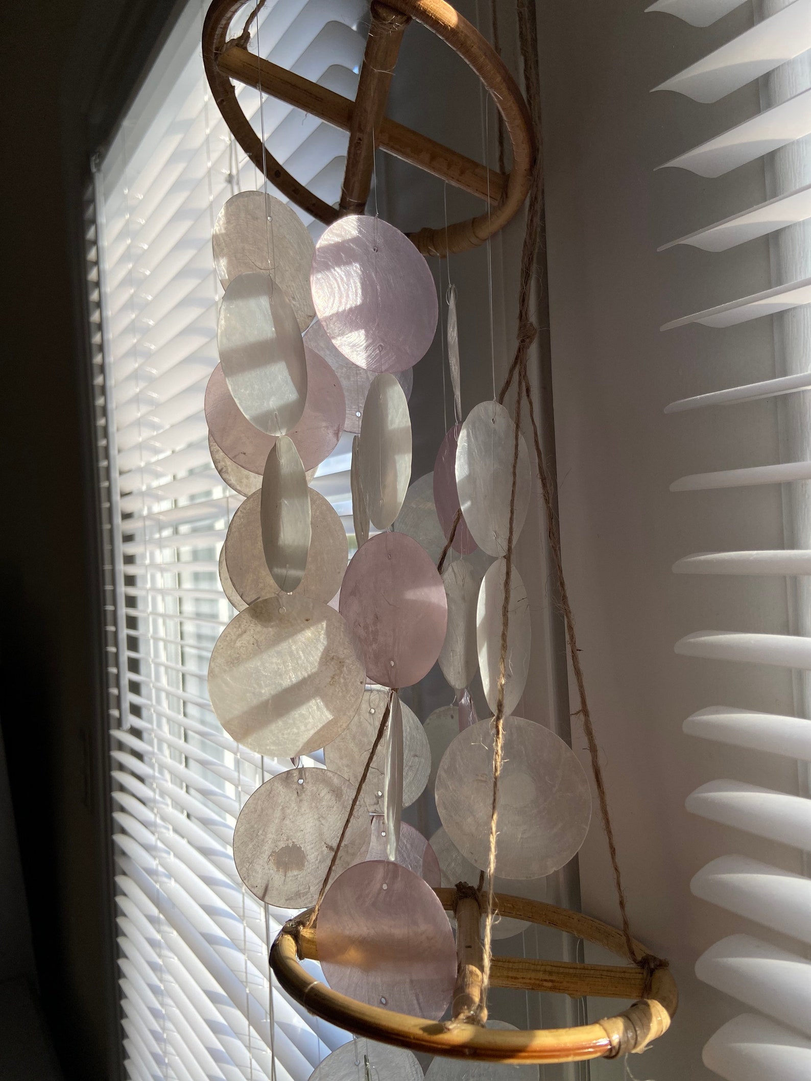 Light Pink Capiz Shell Wind Chime Water Sound Home Decor - Etsy