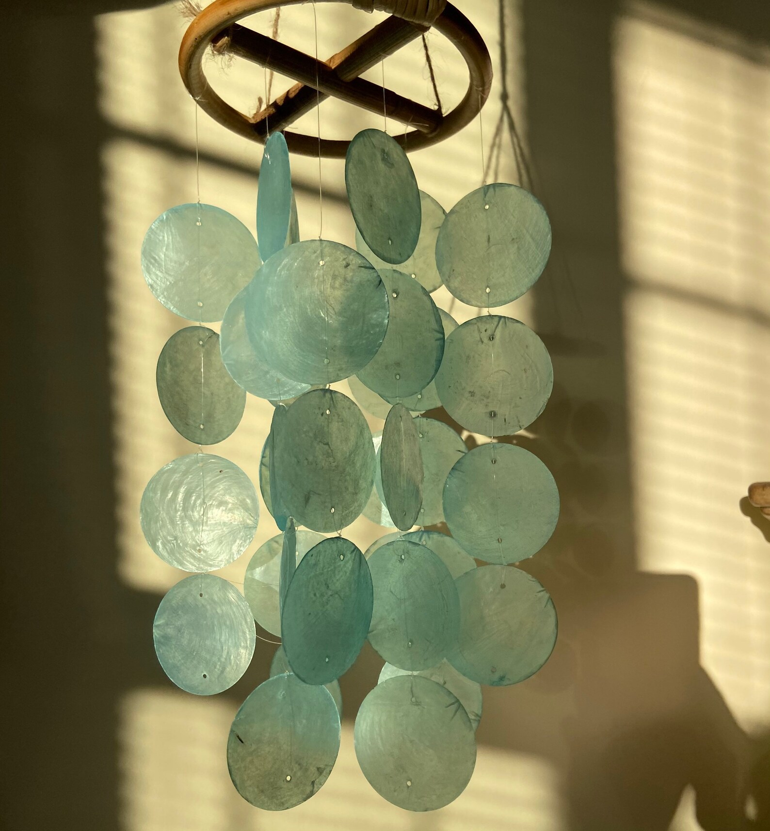 Turquoise Capiz Shell Wind Chime Capiz Shell Chime Capiz - Etsy