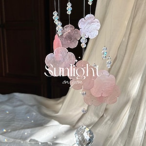 Cherry Blossom Shell Sun Catcher | Crystal Prism, Handmade Mobile - Etsy