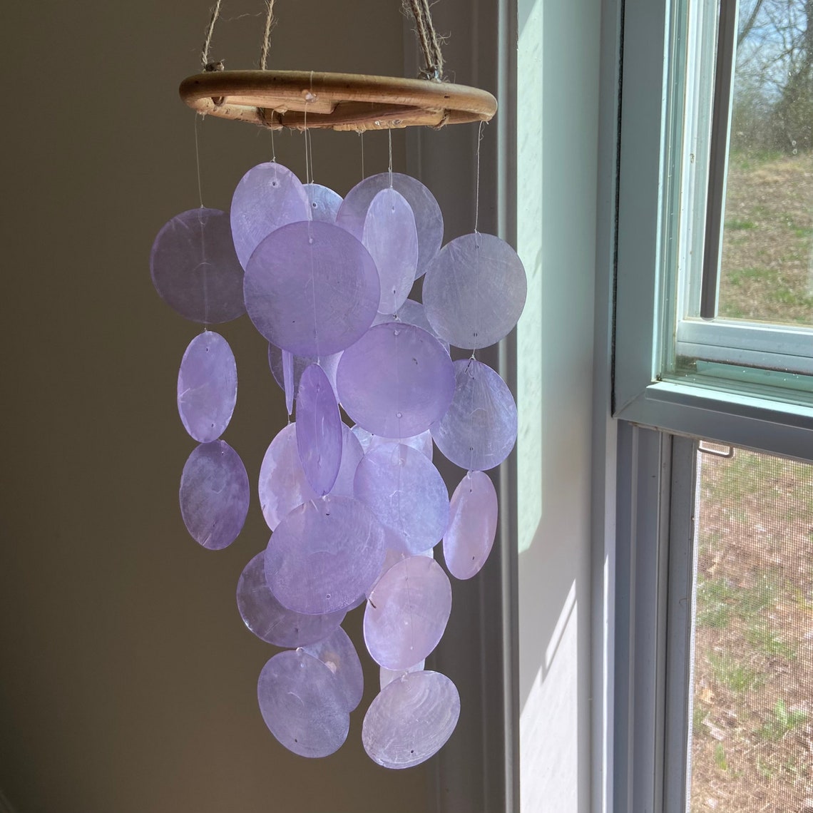 Lilac Capiz Shell Wind Chime Capiz Shell Chime Capiz Shell - Etsy
