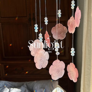 Cherry Blossom Shell Sun Catcher | Crystal Prism, Handmade Mobile - Etsy