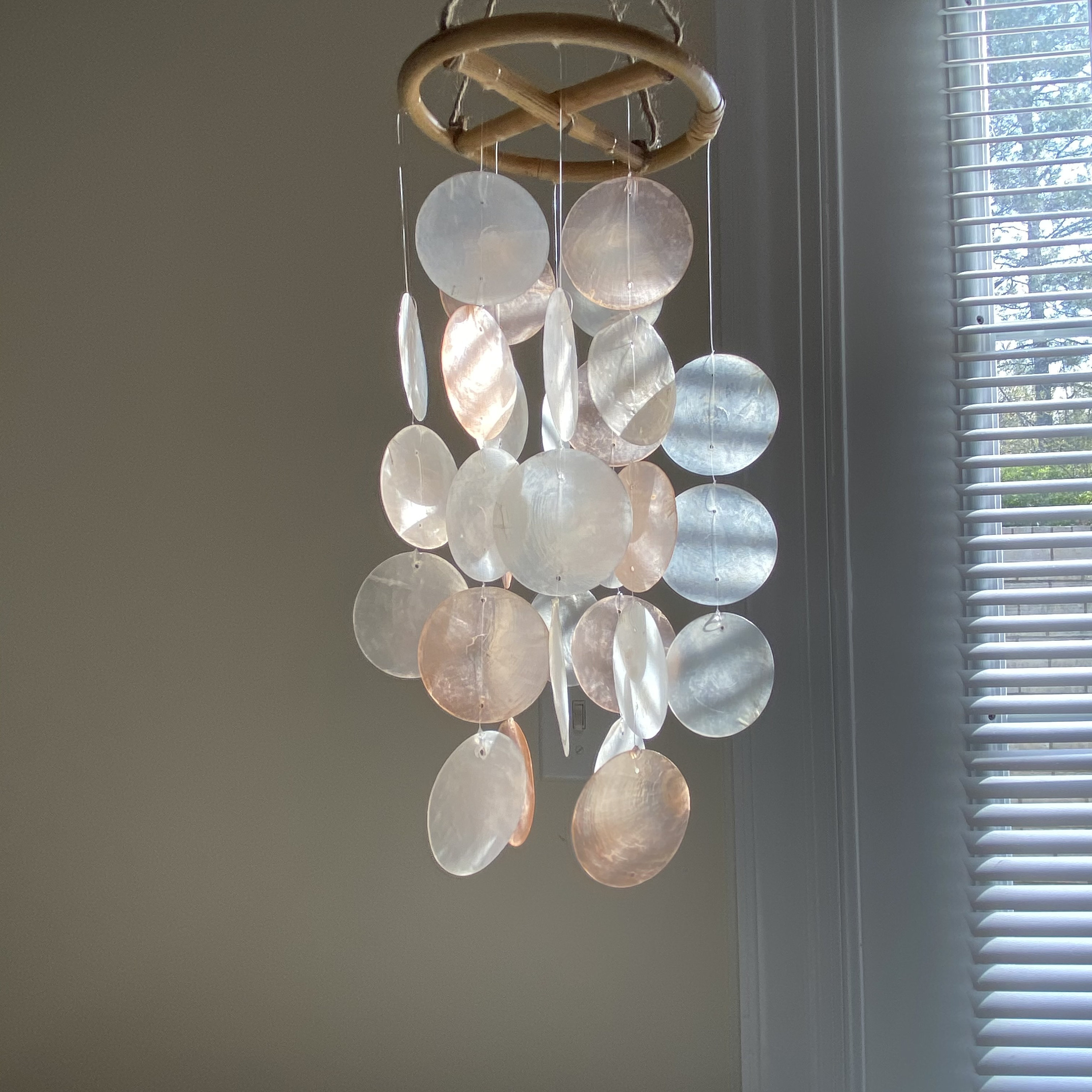 Peach Capiz Shell Wind Chime Capiz Shell Chime Capiz Shell | Etsy