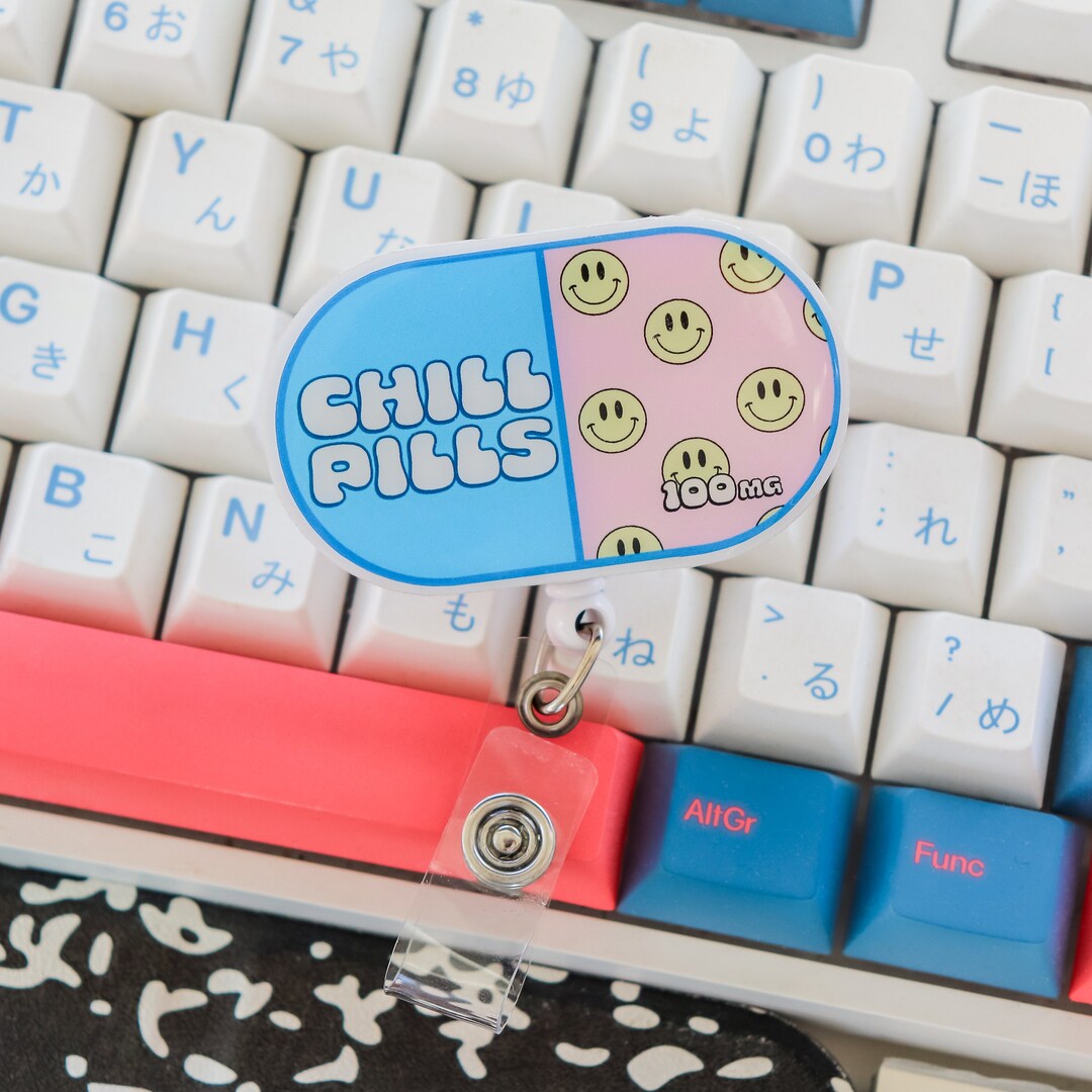 Nurse Badge Reel Chill Pill Gift Medical Nursing ID Cute Retractable ...