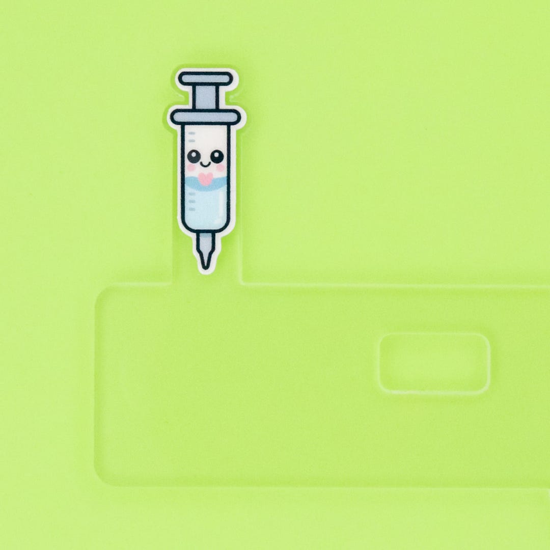 Syringe Shot Nurse Badge Topper: Balanced Acrylic Healthcare Accessory ...