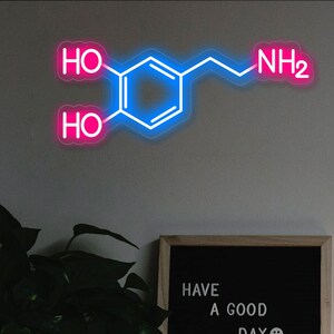Dopamine Molecule Neon Sign for Hangings Wall Art Decor，custom Chemical ...