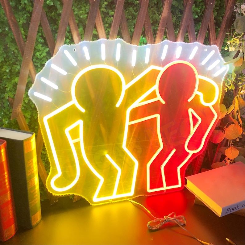 Haring Hug Neon Sign: Street Art LED Light Decor - Etsy
