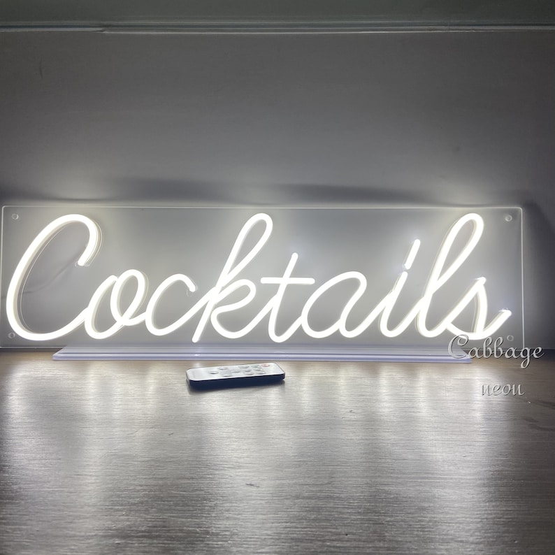 Cocktails Neon Sign LED Light Logo Red 'cocktails' | Etsy
