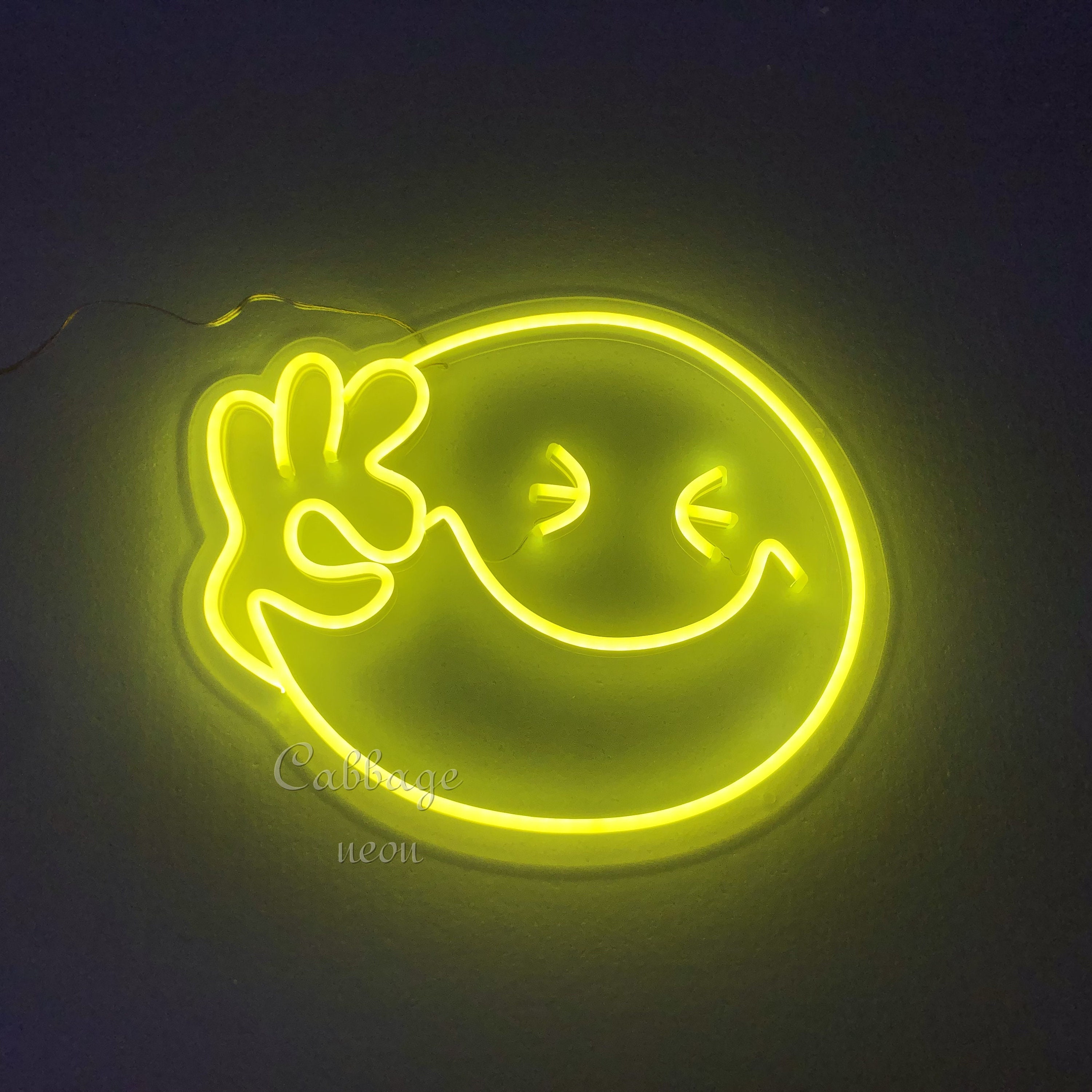 Smile Face Neon Signcreative Neon Designemoji Neonhome - Etsy