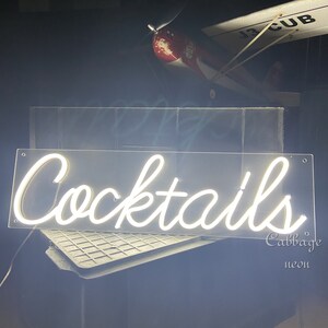 Cocktails Neon Sign, LED Light Logo, Red 'cocktails' Acrylic Box Neon ...
