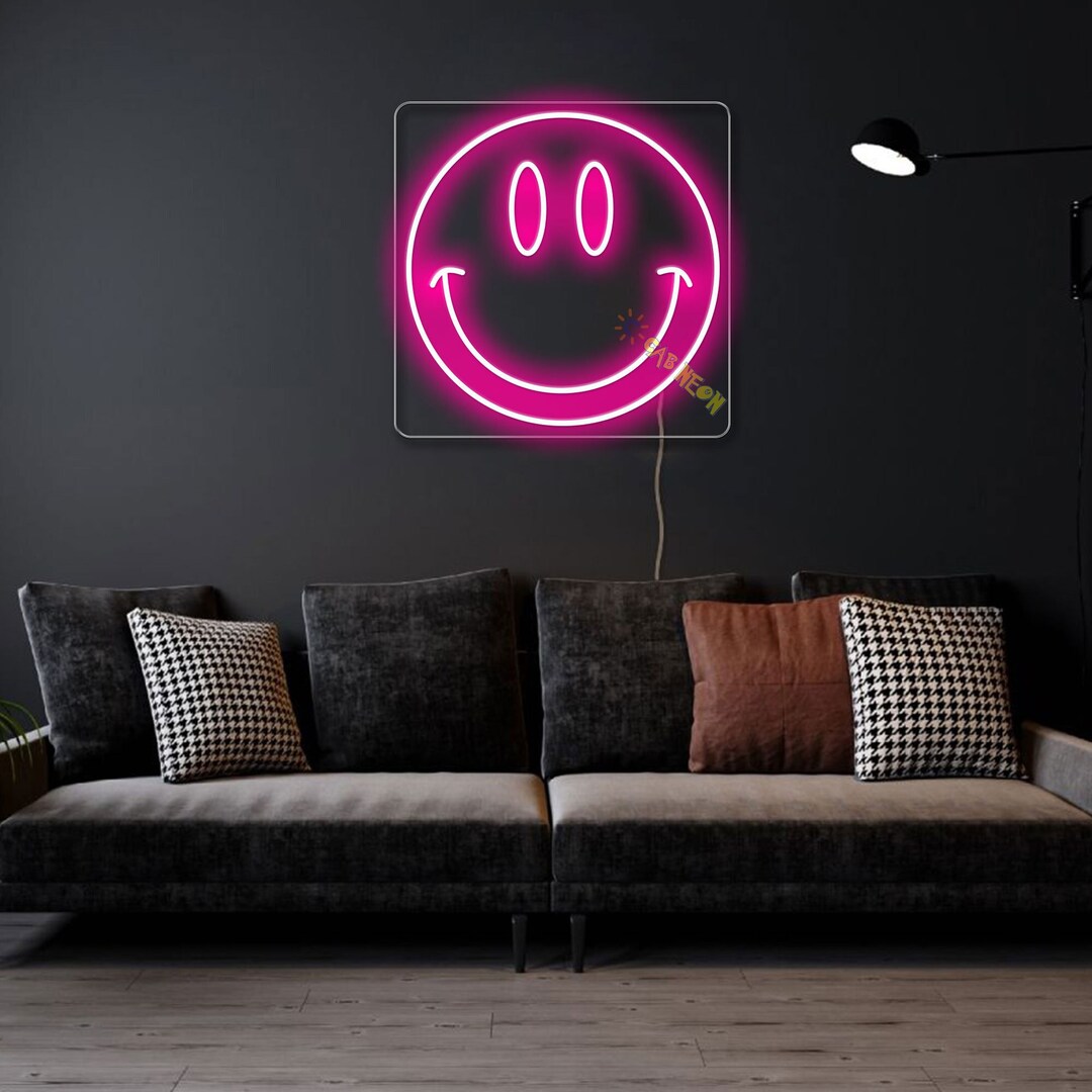 Custom Smiley Face Custom Neon Sign,happy Smiley Neon Sign Colorful ...