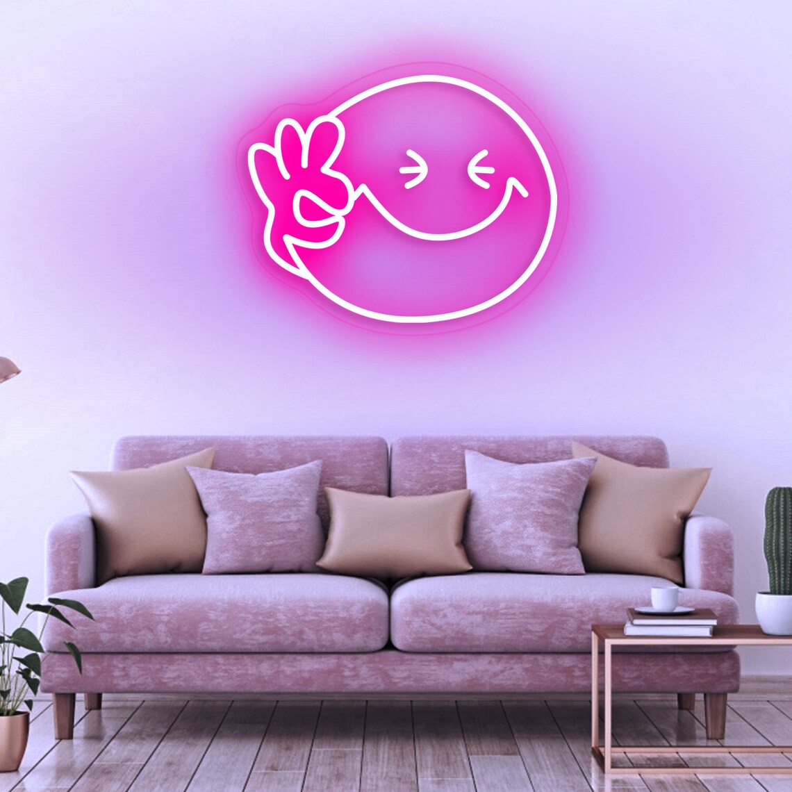Smile Face Neon Signcreative Neon Designemoji Neonhome | Etsy