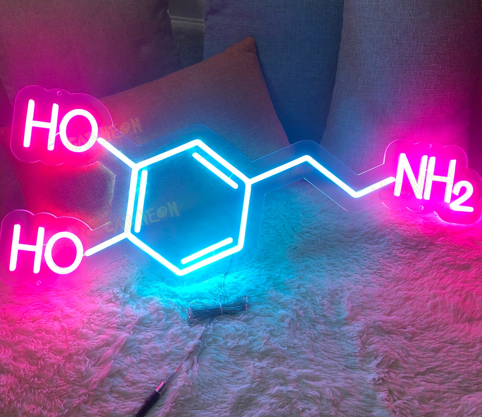 Dopamine Molecule Neon Sign for Hangings Wall Art Decorcustom Chemical ...