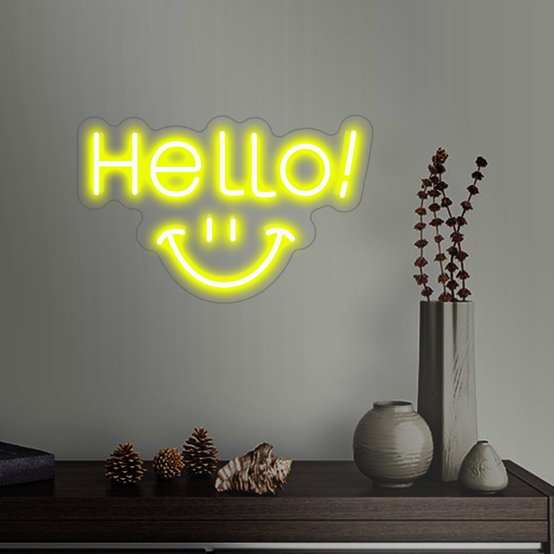 Hello Smiley Face Neon Sign: Kids Room Decor - Etsy