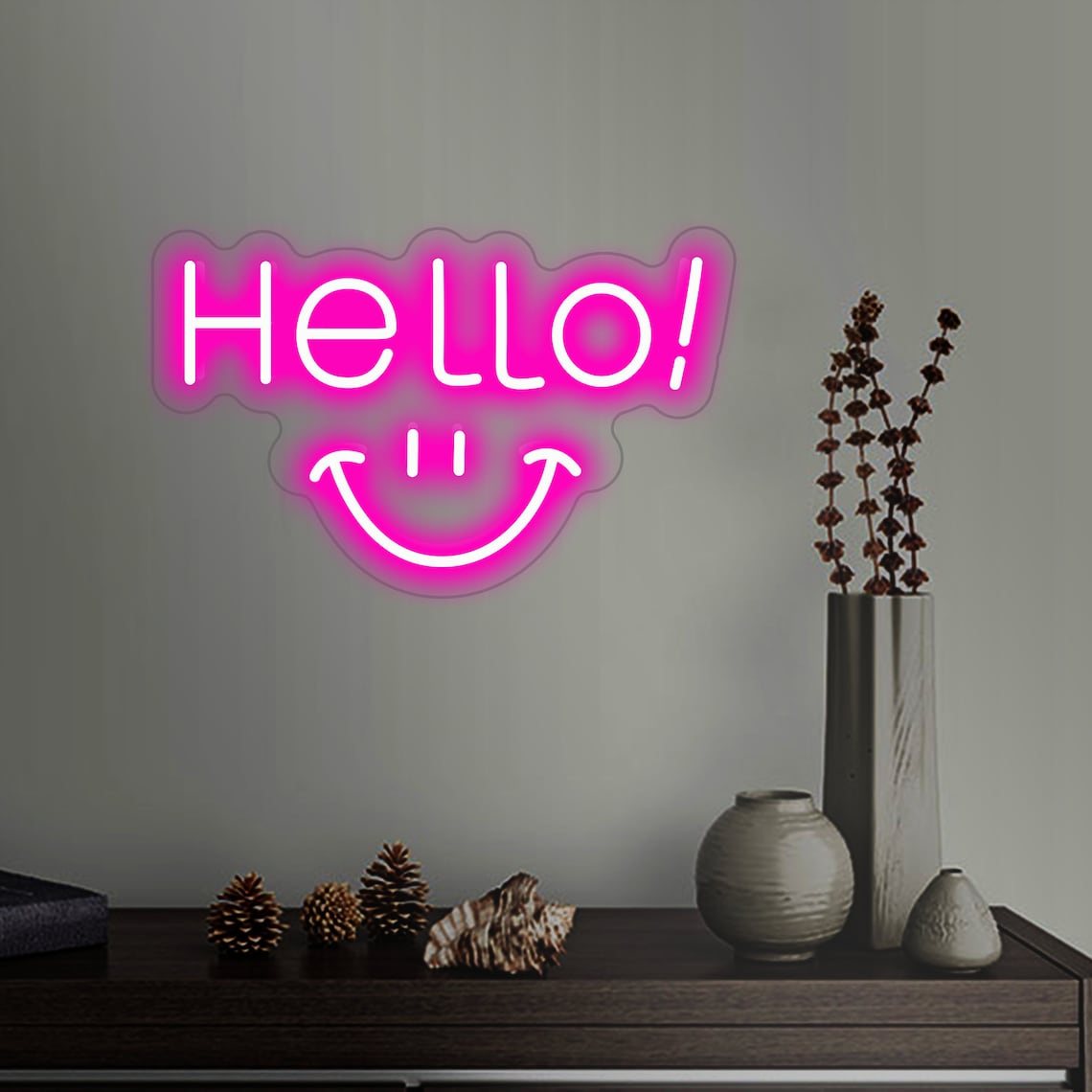Hello Smiley Face Neon Sign: Kids Room Decor - Etsy