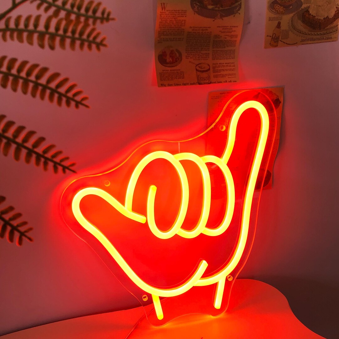 Hang Loose Hand Neon Sign: Custom Finger Symbols LED Wall Decor, for ...