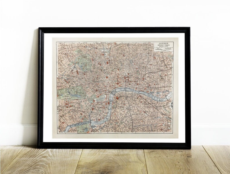 Vintage 19th Century Inner London Map Wall Art Print. Antique Maps ...