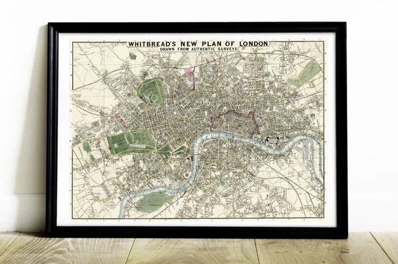 Digital Download of Vintage London Map Wall Print, From Authentic ...