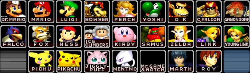 Super Smash Bros Mele Character Selection Cross Stitch Pattern - Etsy