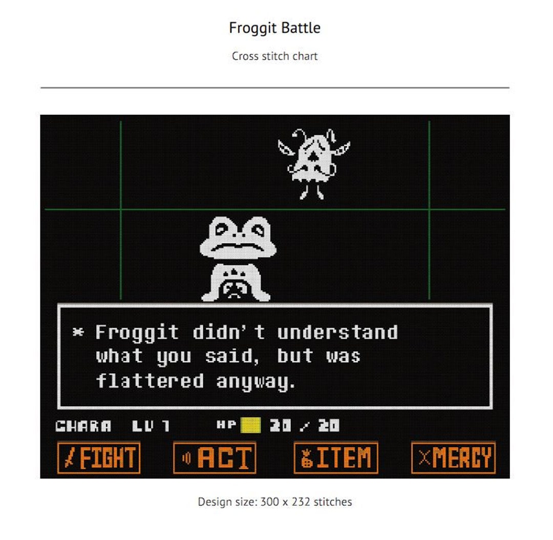 Undertale Froggit Battle Scene Cross Stitch Pattern - Etsy