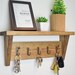 Solid Oak Key Rack With Shelf Wall Storage Vintage Key Hooks Display ...