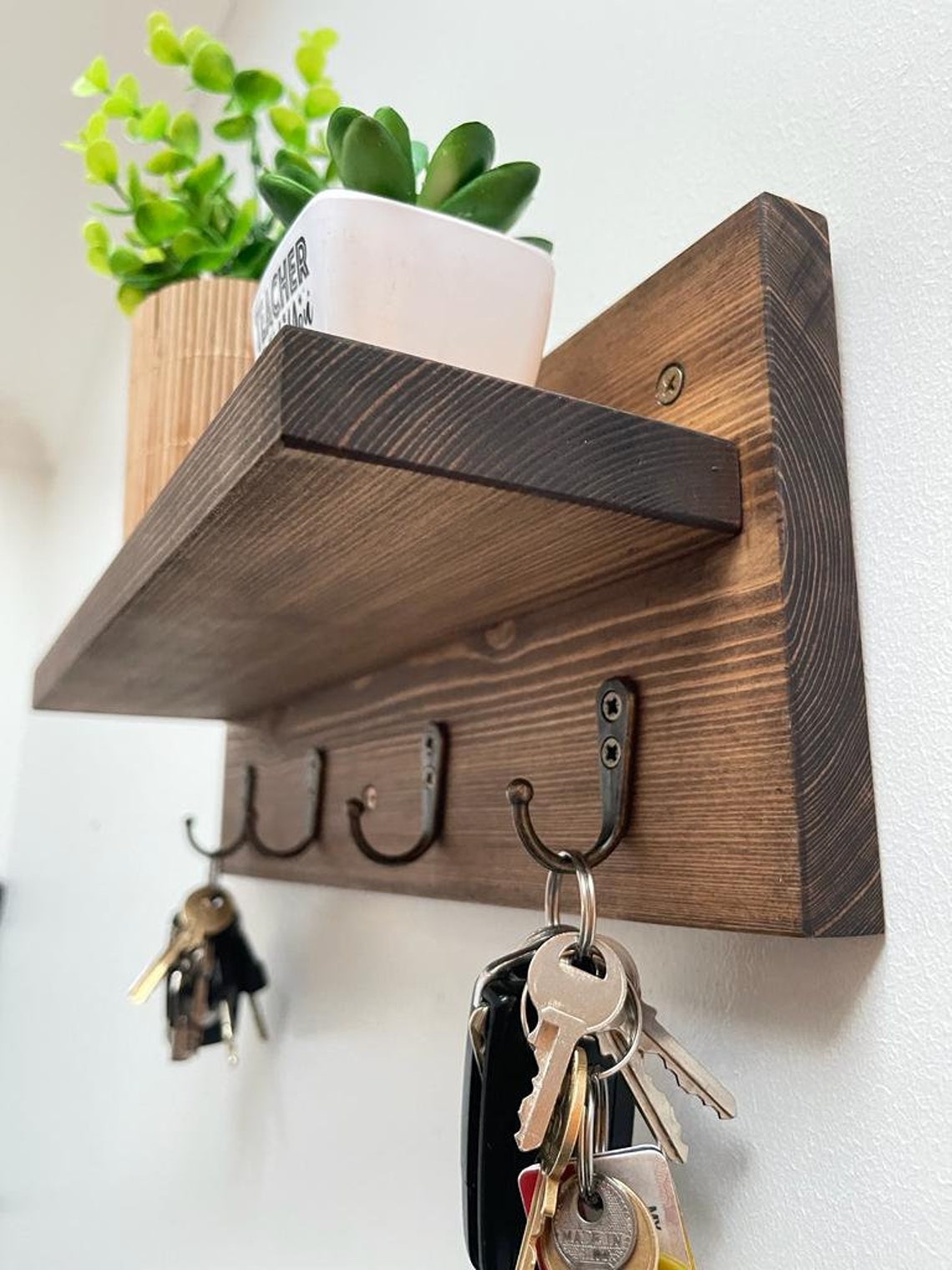 Wall Hanging Key Rack Key Holder Key Organiser With Shelf - Etsy