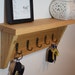 Solid Oak Key Rack With Shelf Wall Storage Vintage Key Hooks Display ...