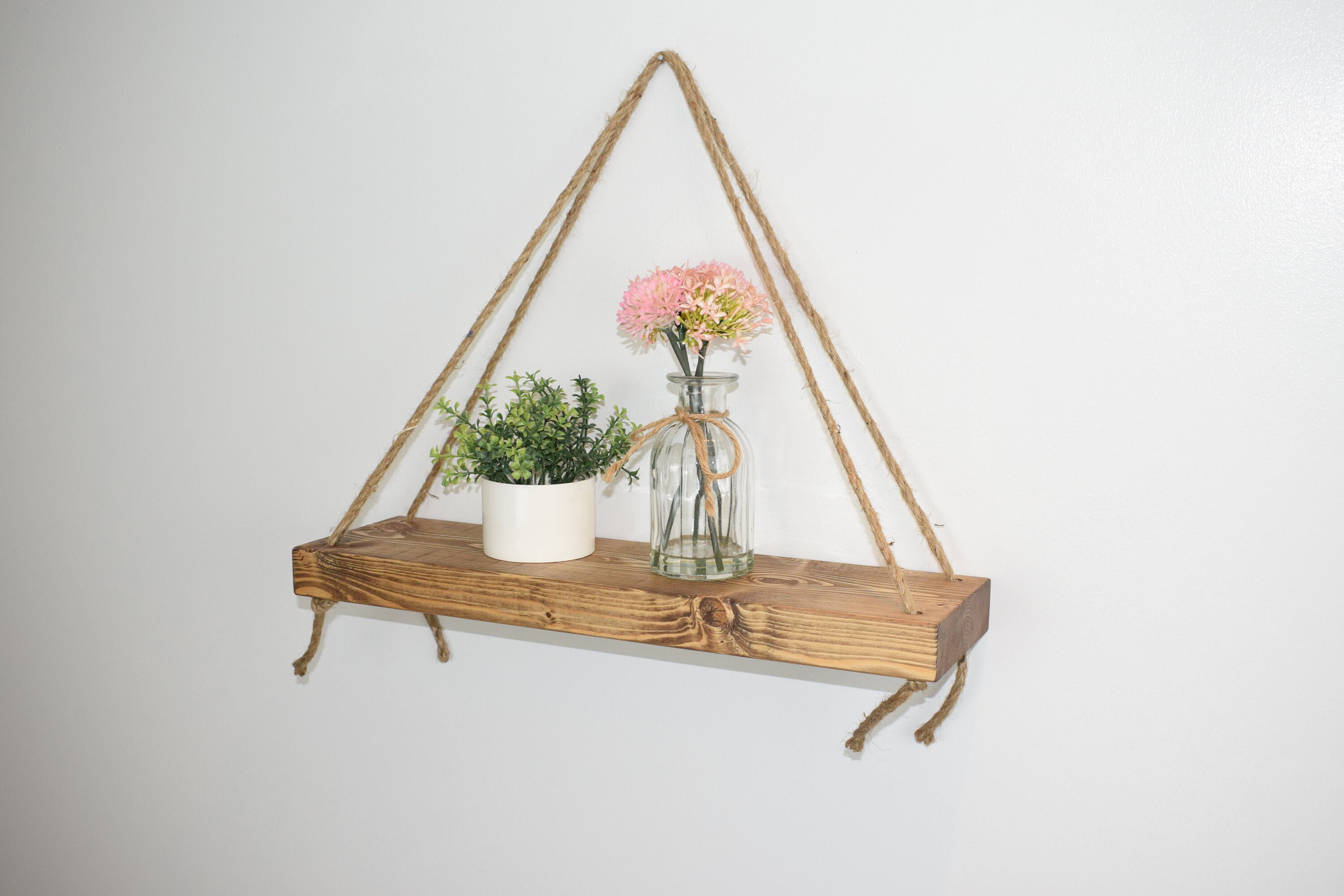 Handmade Chunky Wooden Hanging Rope Shelf Rustic Reclaimed - Etsy UK