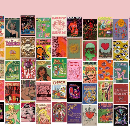 Vintage Retro Aesthetic Wall Collage Kit Vintage Wall Collage Etsy