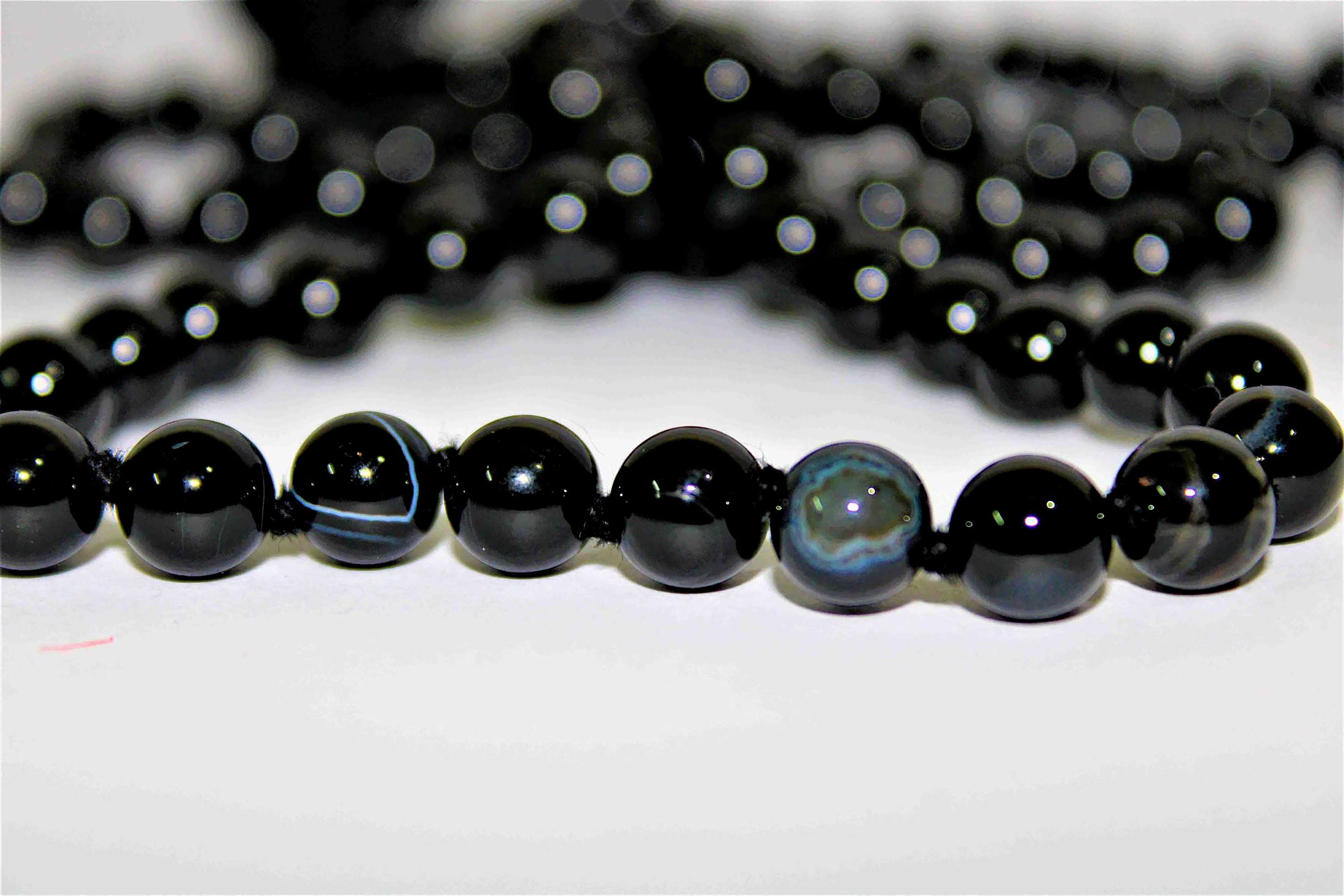 Natural Genuine Sulemani Hakik Black Agate 8mm Mala 108 1 Beads Hand ...