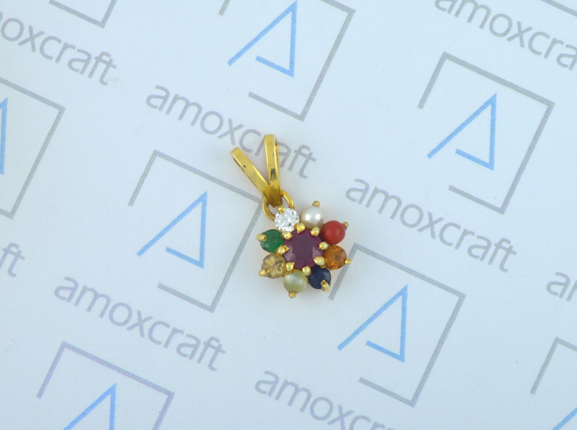 Natural 9 Gems navratna Navagraha Gemstones Pendant - Etsy