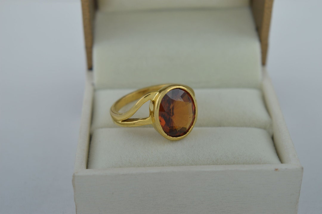 2-15 Ct Certified Ceylon Hessonite Gomeda Gemstone Panchdhatu Ring for ...