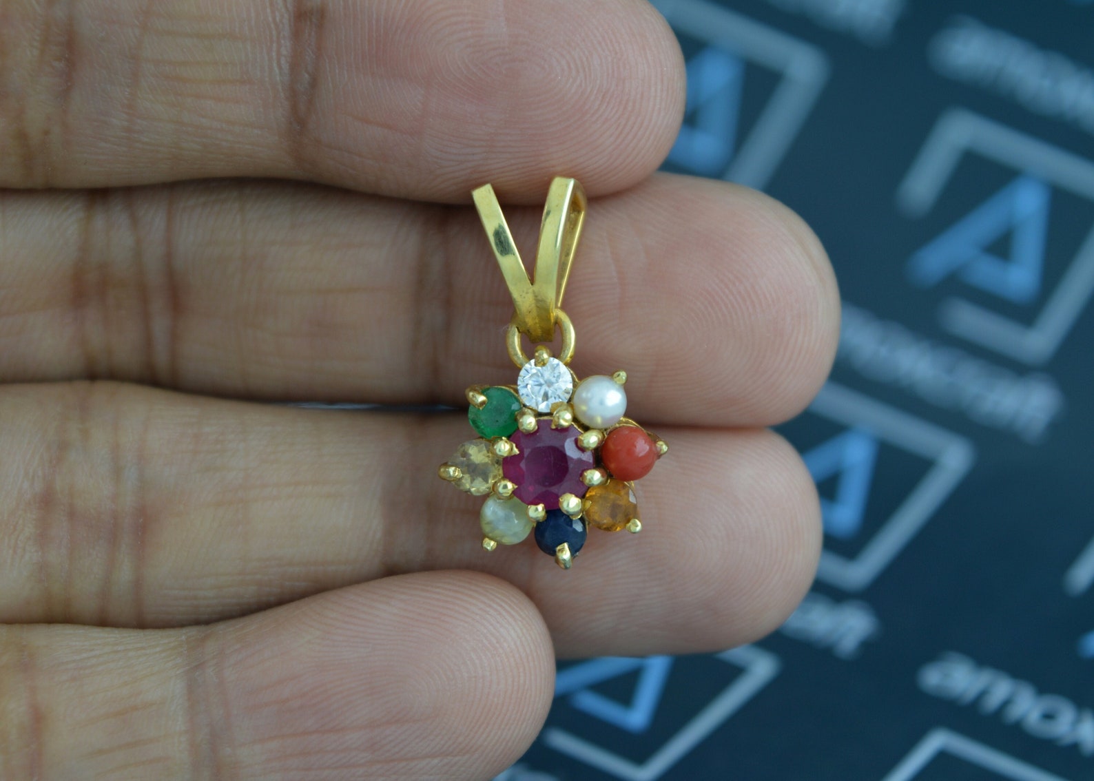 Natural 9 Gems (navratna) Navagraha Gemstones Pendant Panchdhatu/silver ...