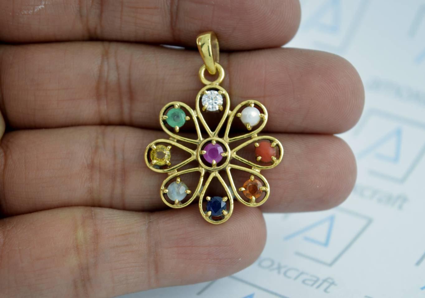 Natural 9 Gems (navratna) Navagraha Gemstones Pendant Panchdhatu/silver ...