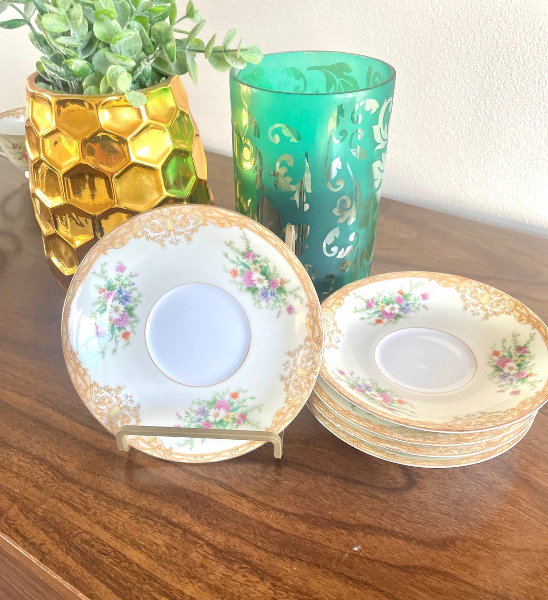 Vintage Noritake Morimura ‘ahlen’ Fine China Set of Five Teacup Saucers ...