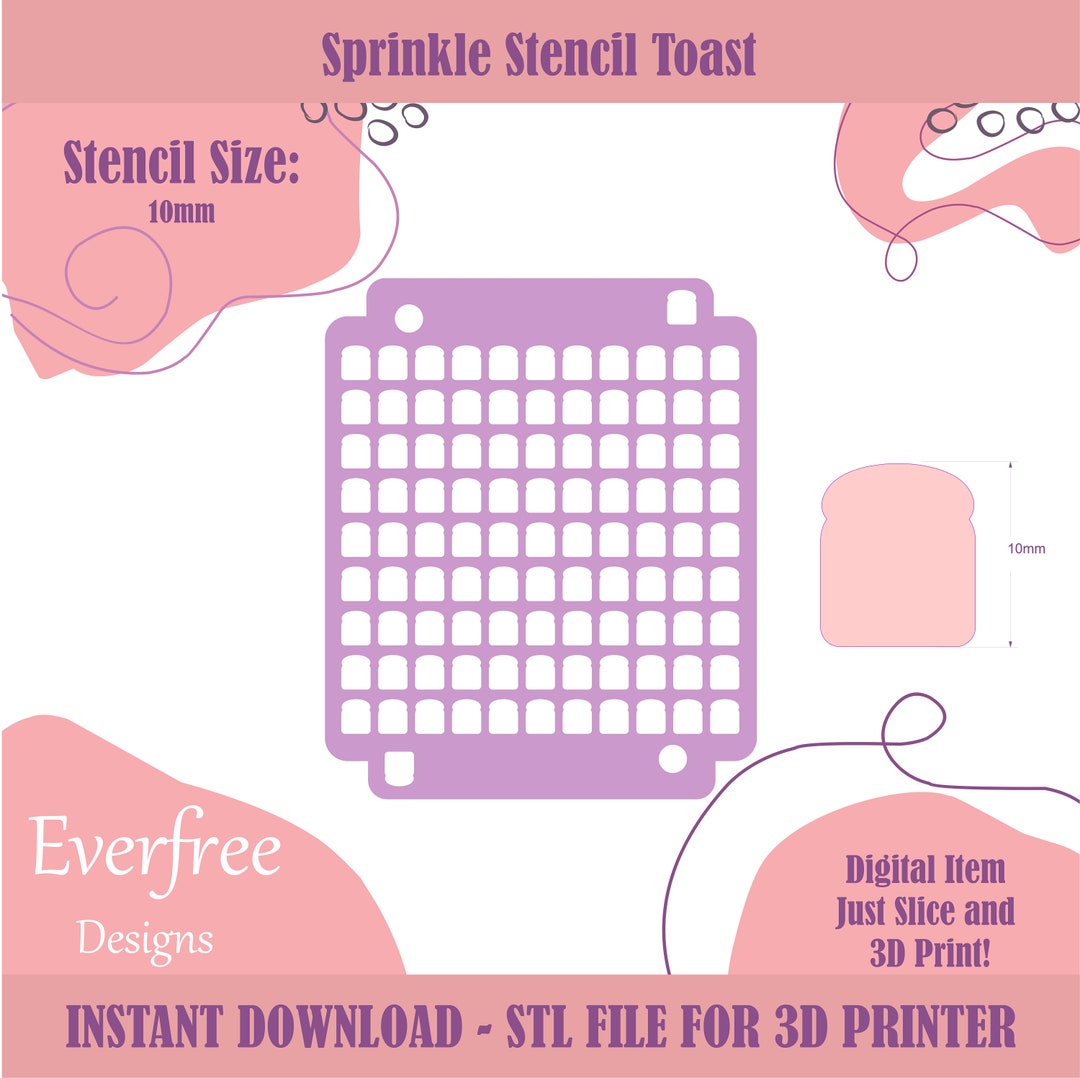 Toast Slice Sprinkle Stencil | Stencil STL | Cookie Stencil | Muffin ...