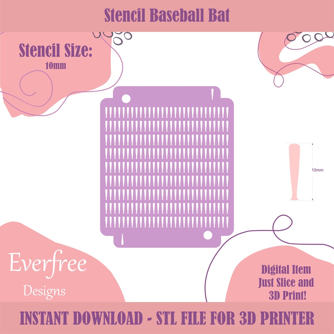 Baseball Bat Sprinkle Stencil | Sport Stencil STL File | Cookie Stencil ...