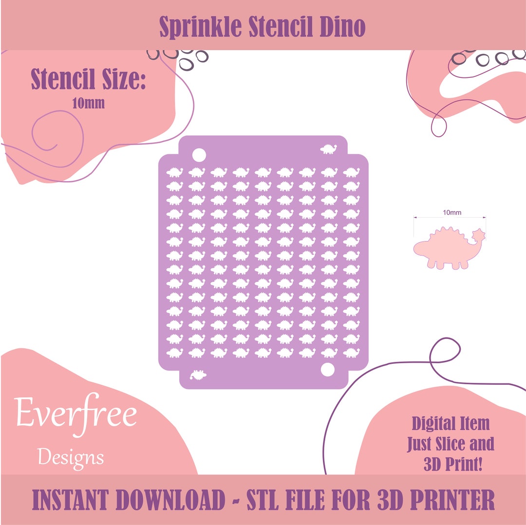 Dinosaur Sprinkle Stencil | Dino Stencil STL File | Cookie Stencil ...