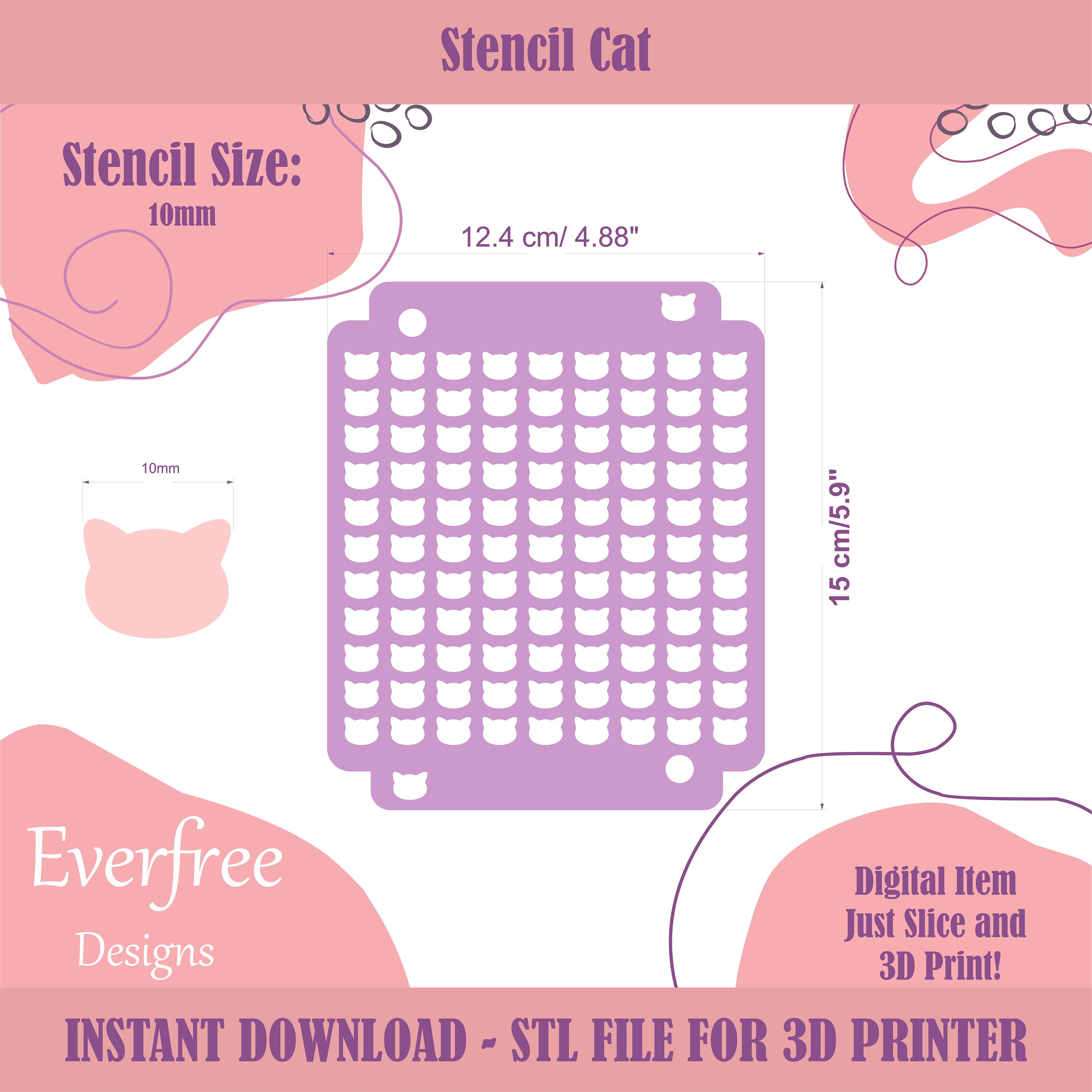 Cute Cat Sprinkle Stencil Kitty Stencil STL File Cookie Stencil Animal ...
