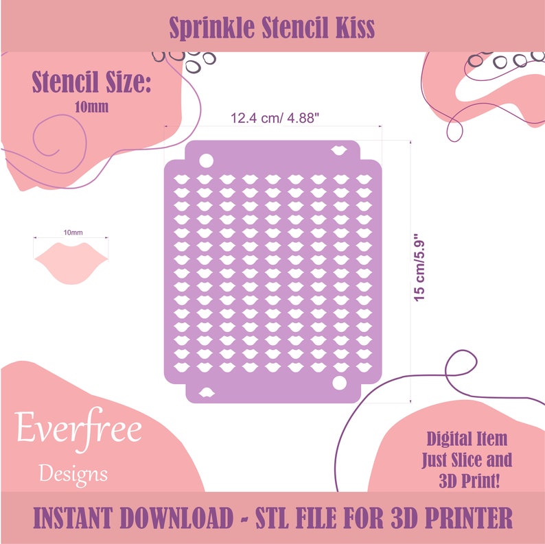 Kiss Sprinkle Stencil Lips Stencil STL File Cookie Stencil Smooch Sexy ...