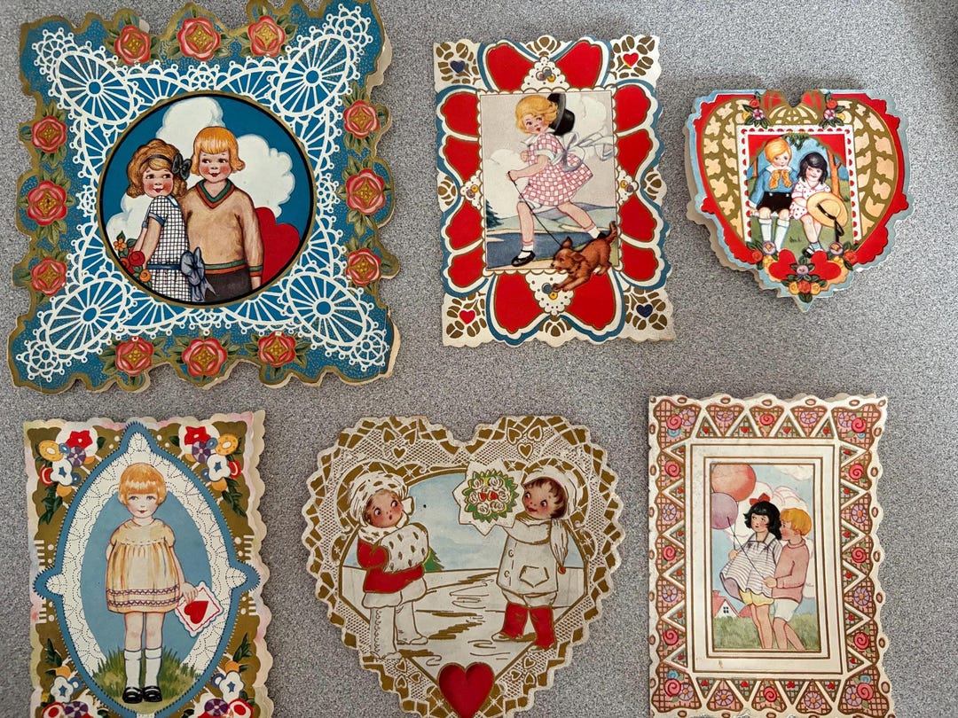 Vintage 1920's Valintine Cards (set of 6) - Etsy