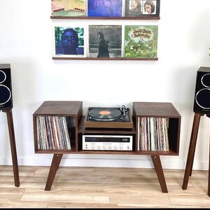 Lowboy Record Player Console / Customizable Vinyl Cabinet / Solid ...