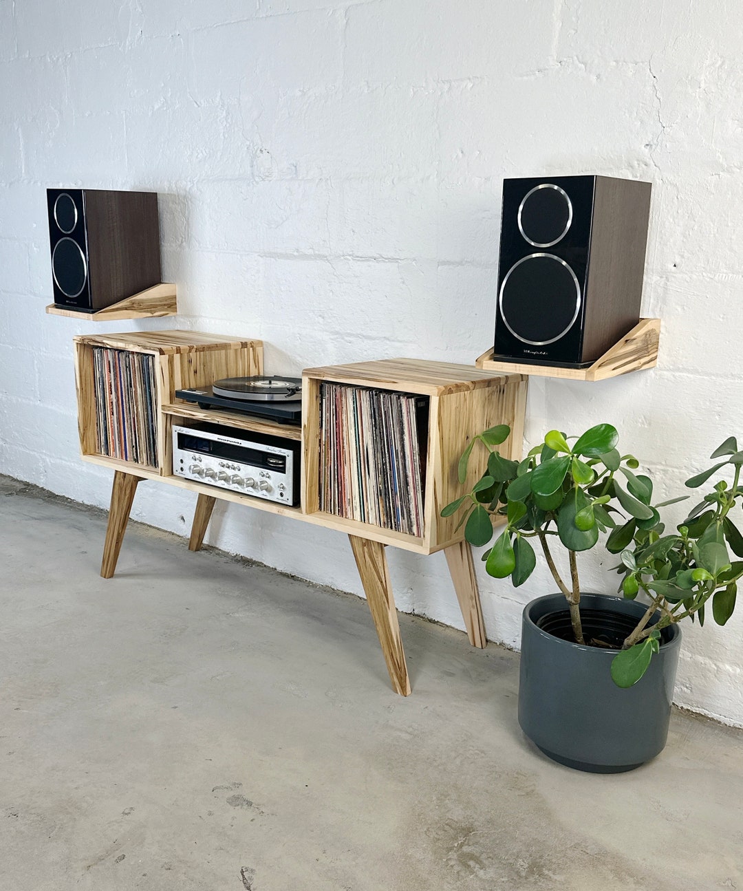 Lowboy Record Player Console / Customizable Vinyl Cabinet / Solid ...