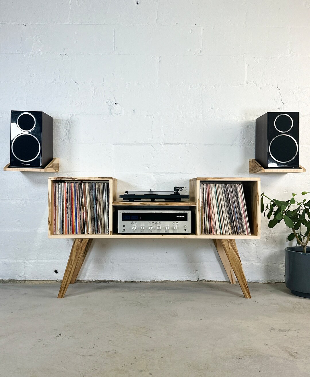 Lowboy Record Player Console / Customizable Vinyl Cabinet / Solid ...